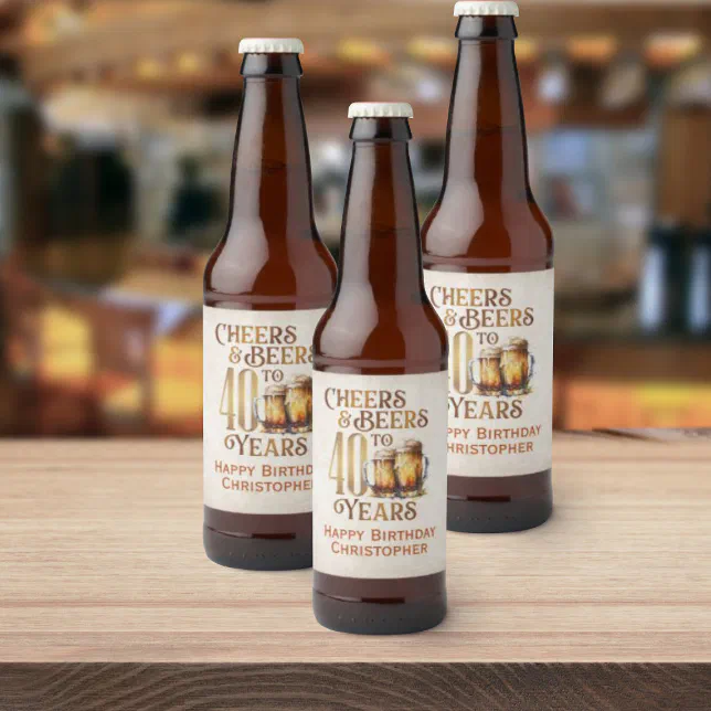 Cheers & Beers 40th Birthday Beer Bottle Label | Zazzle