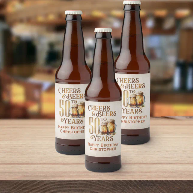 Cheers & Beers 50th Birthday Beer Bottle Label | Zazzle
