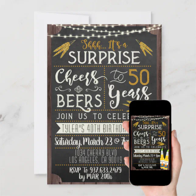 Cheers And Beers 50th Birthday Invitation Zazzle