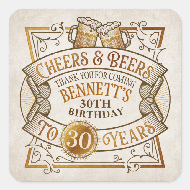 Cheers Beers Birthday Square Sticker | Zazzle
