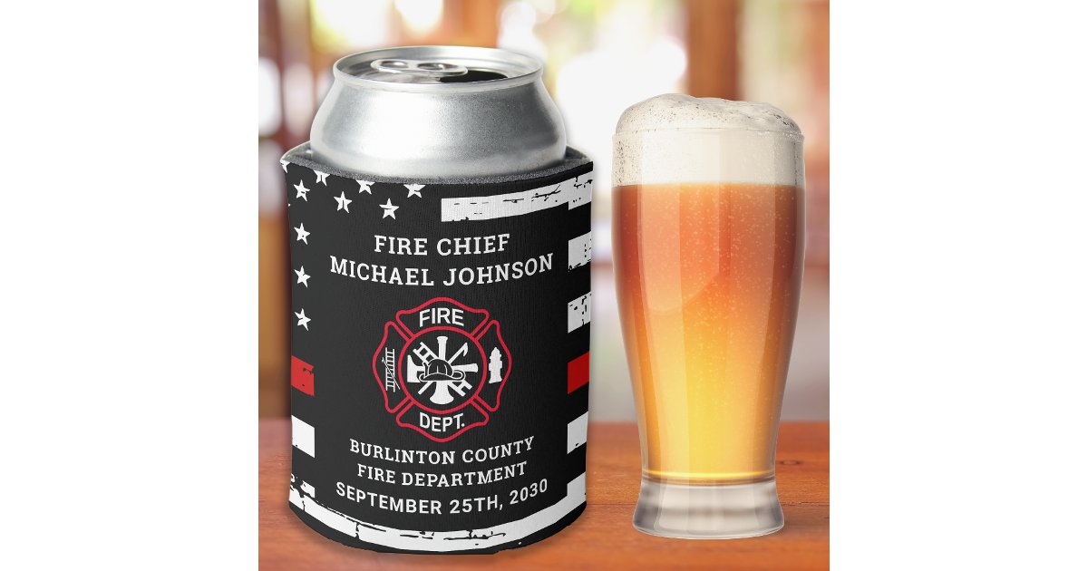 Cheers Beers Personalized Firefighter Retirement Can Cooler | Zazzle