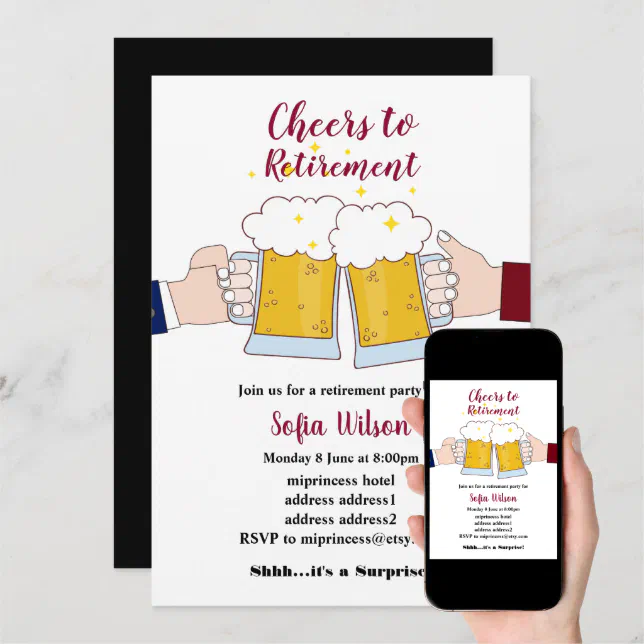 cheers, beers, retirement party invitation | Zazzle