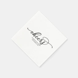 Cheers - Chic Black Script Wedding Napkins | Zazzle