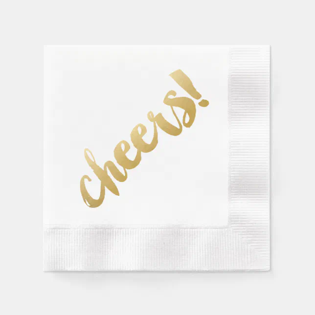 Cheers! Cocktail Napkins - Gold | Zazzle