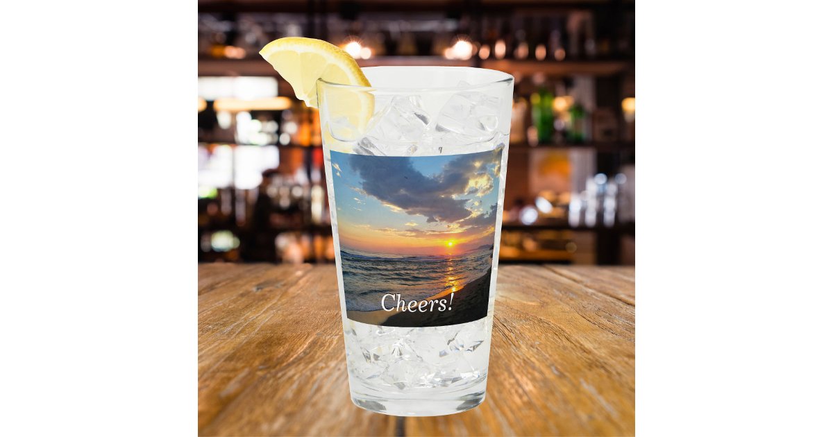 Cheers Custom Photo and Text Personalized Glass | Zazzle