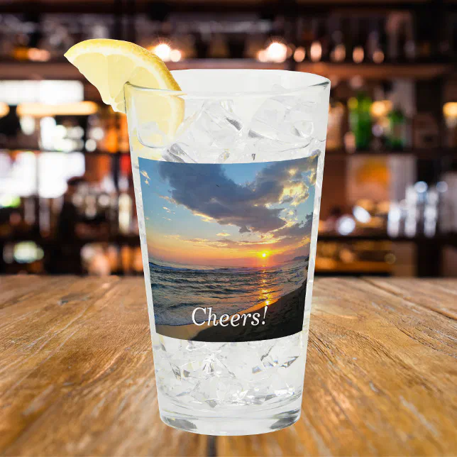 Cheers Custom Photo and Text Personalized Glass | Zazzle