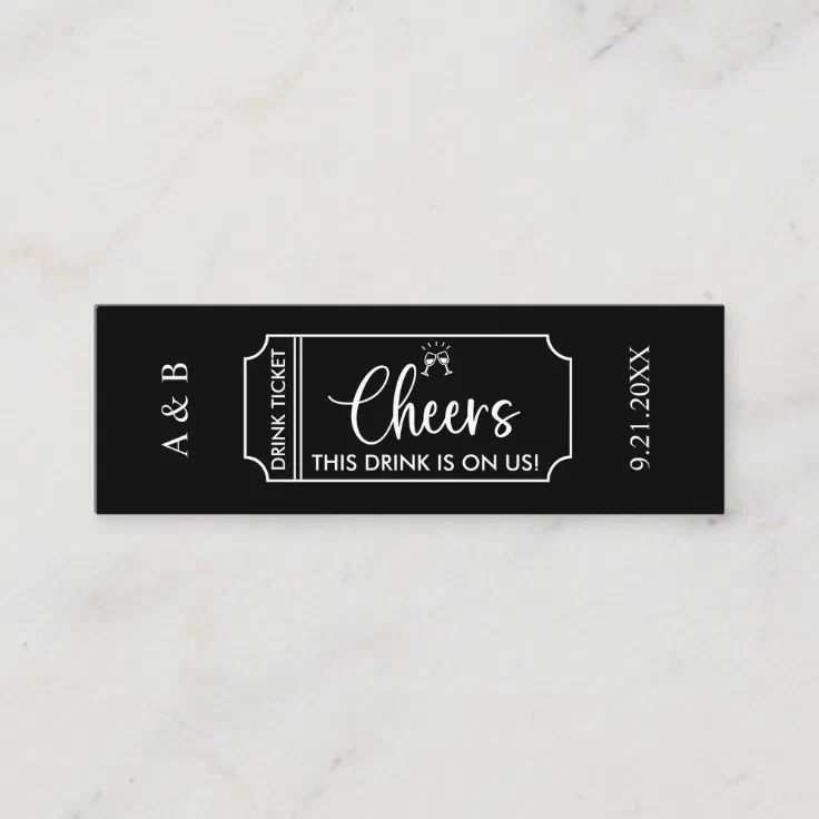 Cheers Drink On Us Wedding Drink Ticket Voucher | Zazzle