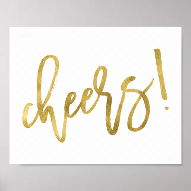 Cheers! | Faux Gold Foil Party Celebration Print | Zazzle