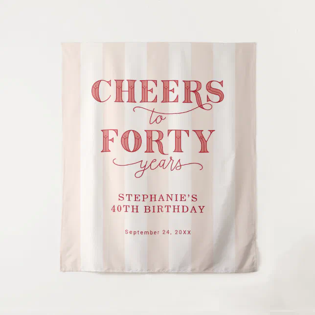 Cheers Forty Years 40th Birthday Photo Backdrop | Zazzle
