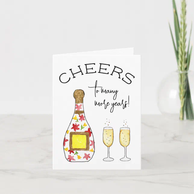 Cheers fun Champagne birthday celebrate toast Thank You Card | Zazzle