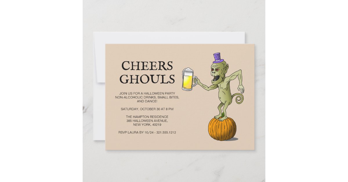 Cheers Ghouls Halloween Party Invitation | Zazzle