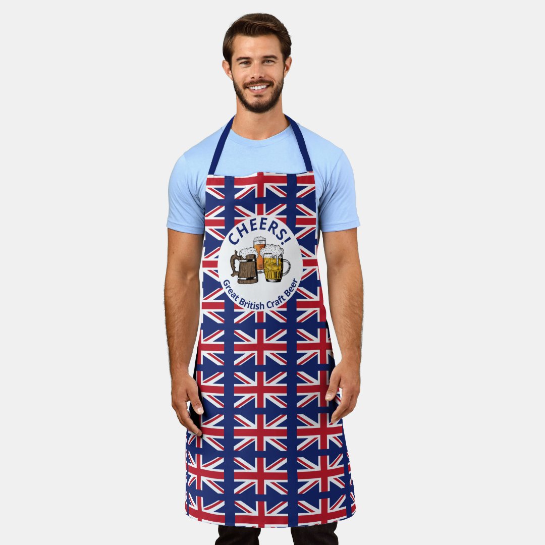 Cheers | GREAT BRITAIN Custom Cartoon | Union Jack Apron | Zazzle