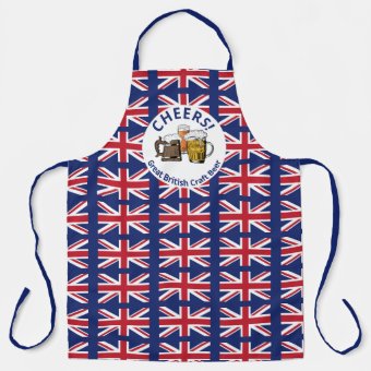 Cheers | GREAT BRITAIN Custom Cartoon | Union Jack Apron | Zazzle