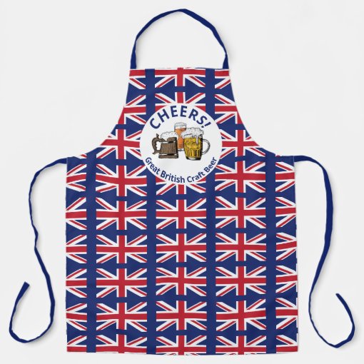 Cheers | GREAT BRITAIN Custom Cartoon | Union Jack Apron | Zazzle