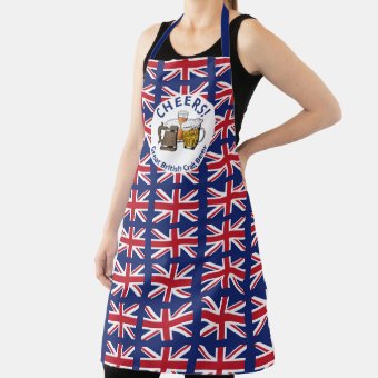 Cheers | GREAT BRITAIN Custom Cartoon | Union Jack Apron | Zazzle