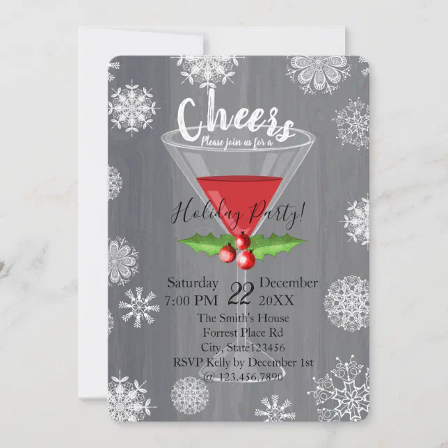 Cheers- Holiday cocktail party invitation | Zazzle