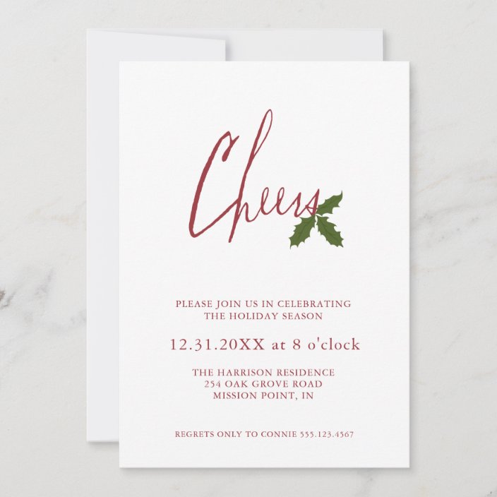 Cheers & Holly Holiday Party Invitation | Zazzle.com
