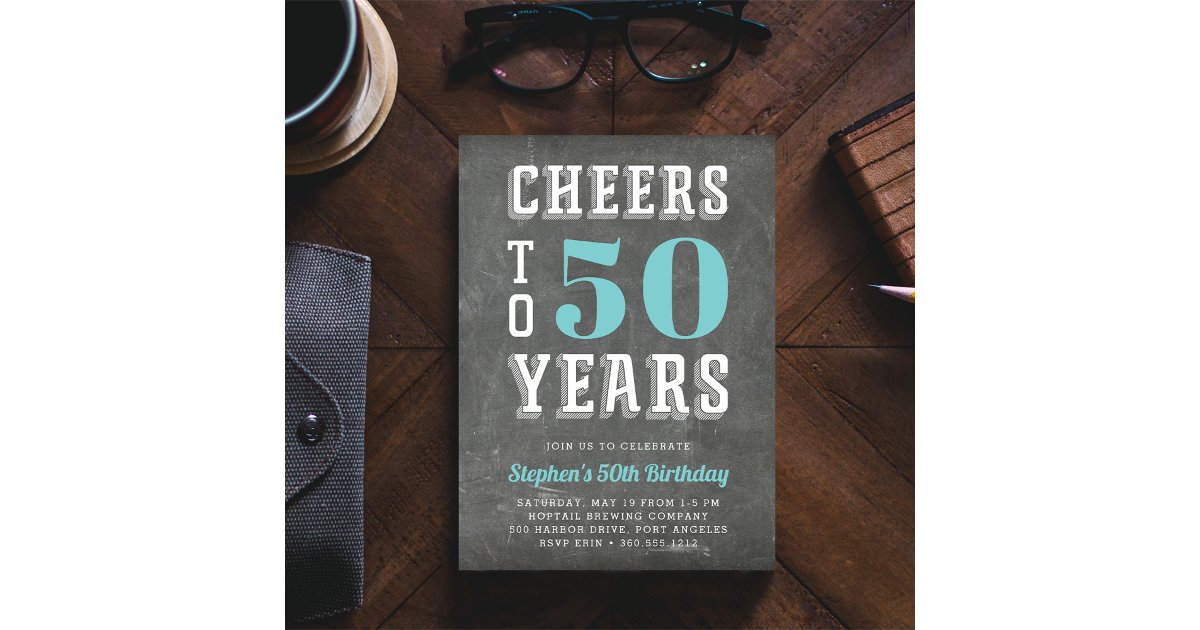 Cheers Milestone Birthday Party Invitation | Teal | Zazzle