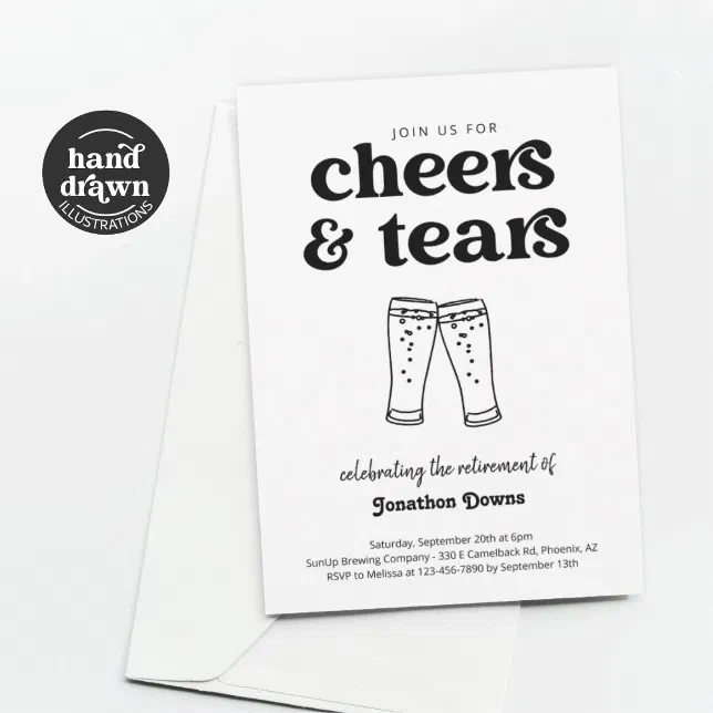 Cheers & Tears Retirement Party Invitation | Zazzle
