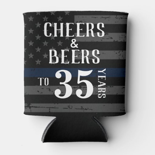 Cheers Thin Blue Line Custom Police Retirement Can Cooler | Zazzle
