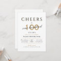 Cheers to 100 years elegant modern classy birthday invitation | Zazzle