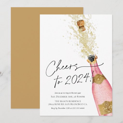 Cheers to 2024 New Year Party Invitation | Zazzle