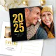 Cheers To 2025 Gold Typography New Year Photo Holiday Postcard | Zazzle