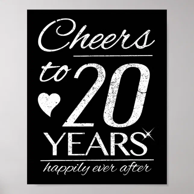 Cheers To 20 Years Married Couples 20th Wedding An Poster | Zazzle