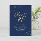 Cheers to 21 | Gold & Navy 21st Birthday Party Invitation | Zazzle