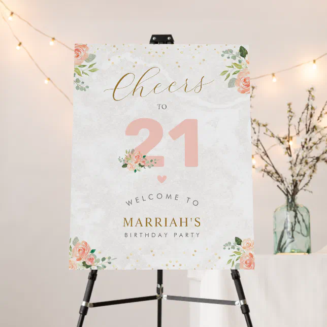 Cheers to 21 Years 21st Birthday Girl Woma Welcome Foam Board | Zazzle