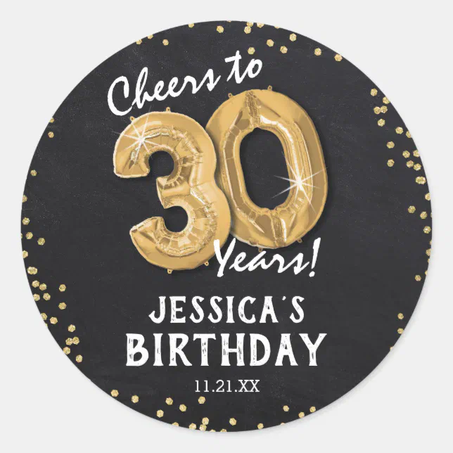 Cheers to 30 Years! 30th Birthday Classic Round Sticker | Zazzle