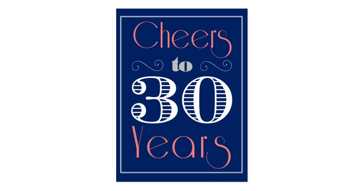 Cheers to 30 Years Postcard | Zazzle.com