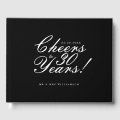 Cheers to 30 Years Script Photo Anniversary Black Guest Book | Zazzle