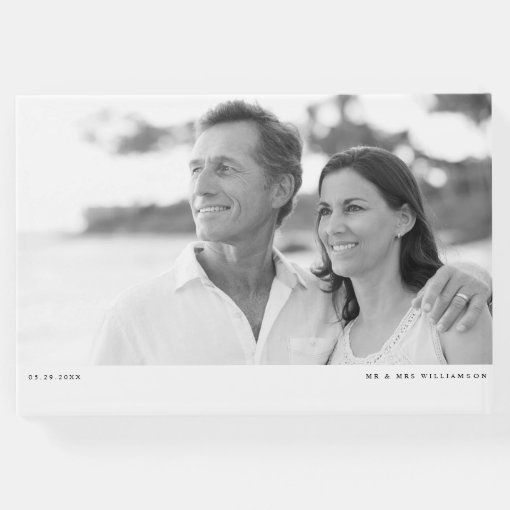 Cheers to 30 Years Script Photo Anniversary White Guest Book | Zazzle