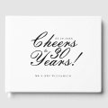 Cheers to 30 Years Script Photo Anniversary White Guest Book | Zazzle