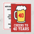 Cheers To 40 Years Beer 40th Party Invitation | Zazzle