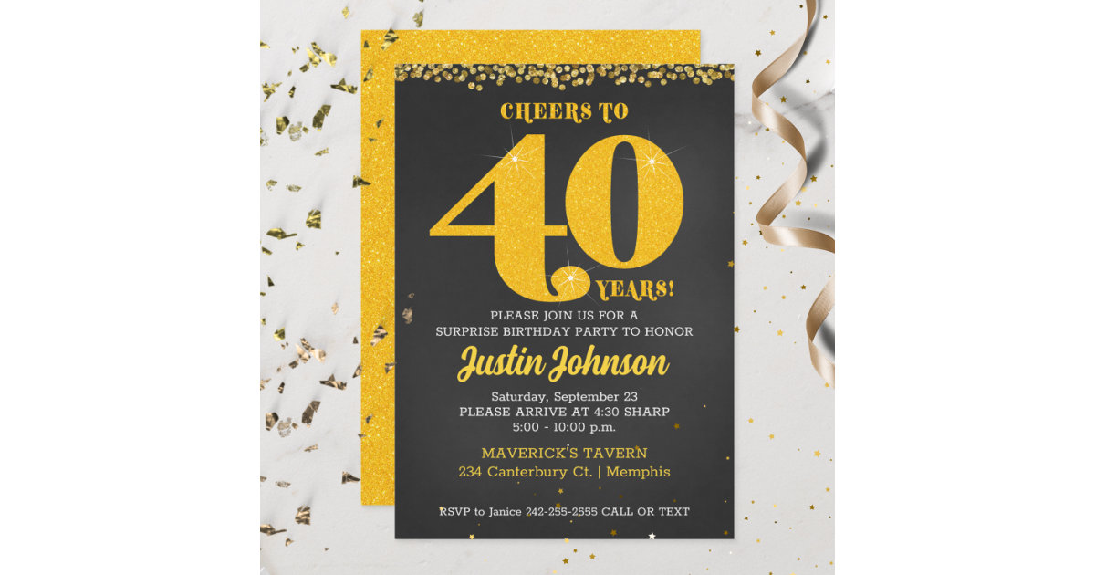 Cheers To 40 Years Fortieth 40th Birthday Invitation Zazzle