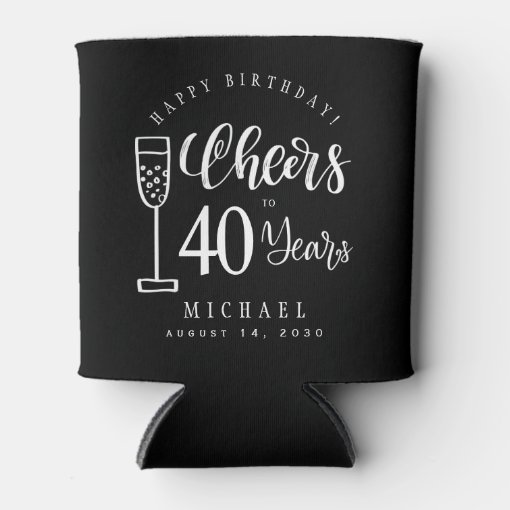 Cheers to 40 years milestone birthday custom name can cooler | Zazzle
