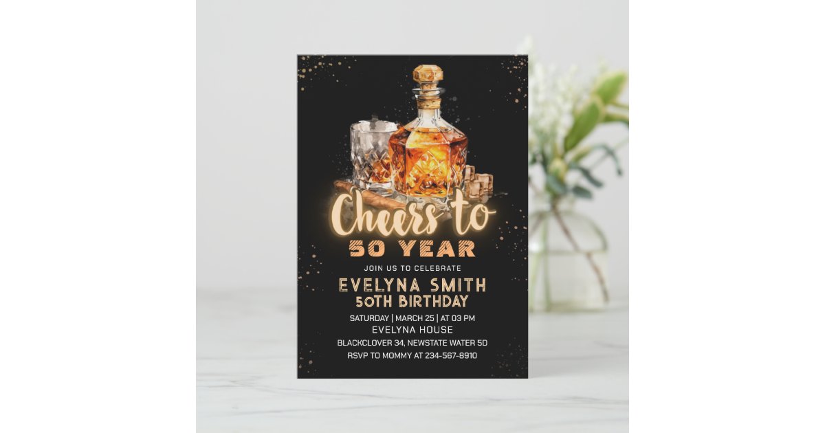 Cheers to 50 year Birthday Party Invitation | Zazzle