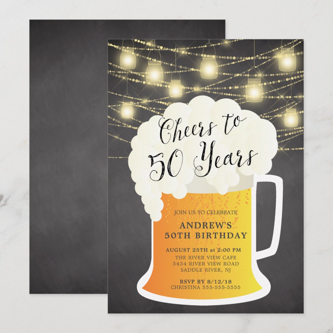 Cheers to 50 Years Birthday Invitation | Zazzle