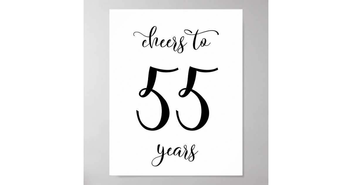 Cheers to 55 years birthday sign | Zazzle
