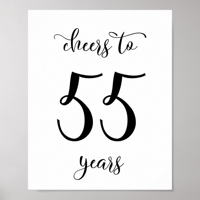 Cheers to 55 years birthday sign | Zazzle.com