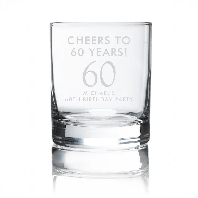 Cheers to 60 Years 60th Birthday Party Rocks Glass | Zazzle