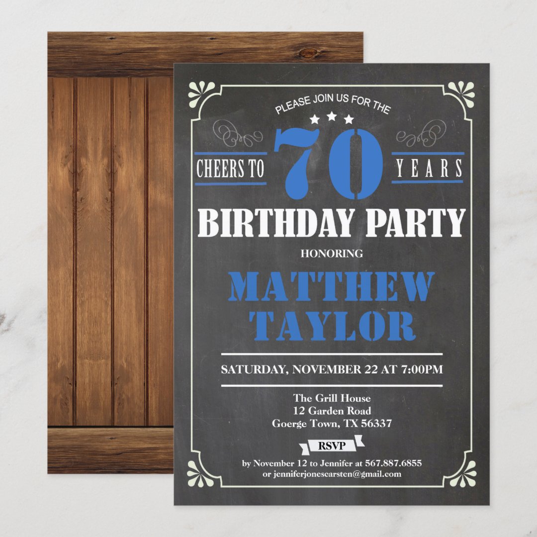 Cheers to 70 years birthday invitation. Retro Invitation | Zazzle