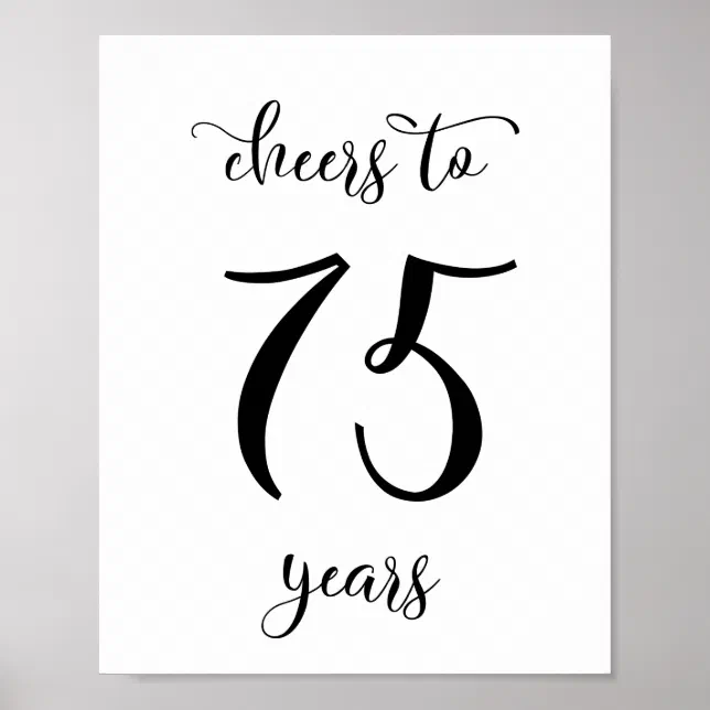 Cheers to 75 years birthday sign | Zazzle