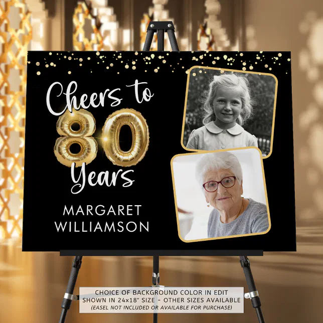 Cheers to 80 Years Birthday Photo Welcome Sign | Zazzle