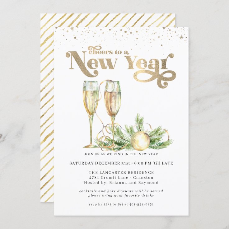 Cheers to a New Year | Sparkling Champagne Invitation | Zazzle