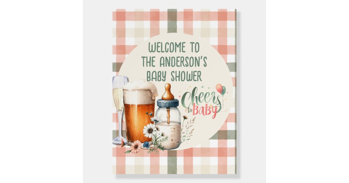 Cheers to Baby Brewing Beers Bubbles Welcome Sign | Zazzle