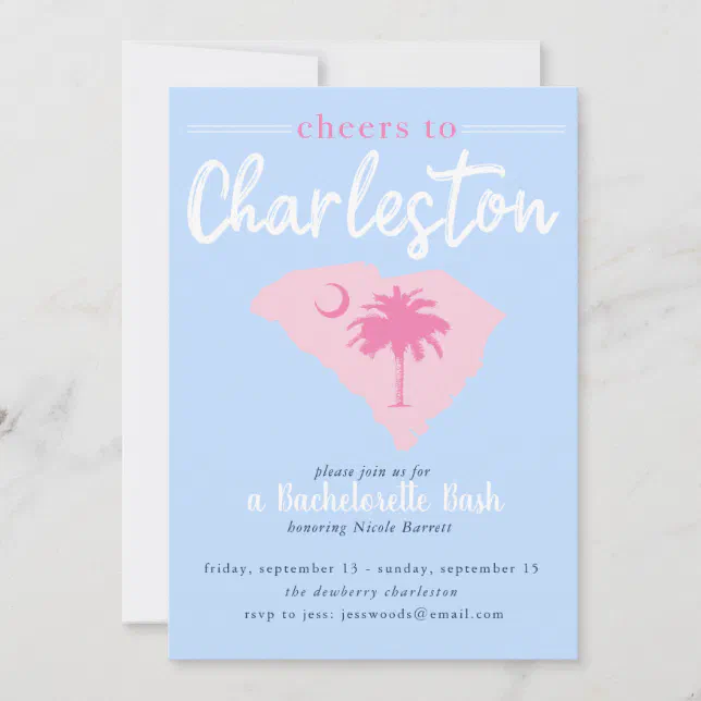 Cheers to Charleston South Carolina Bachelorette Invitation | Zazzle