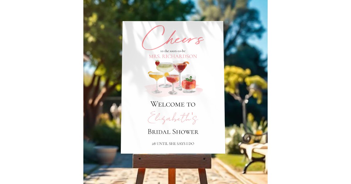 Cheers to | Cocktails Bridal Shower Welcome Sign | Zazzle